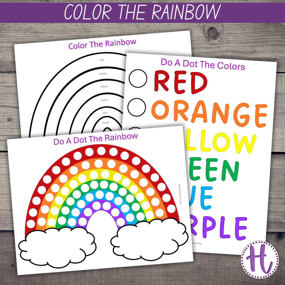 Rainbow Coloring Pages: Preschool Color Learning Activity (PDF) - Etsy