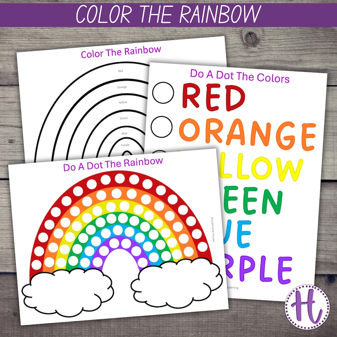 Rainbow Coloring Pages: Preschool Color Learning Activity (PDF) - Etsy