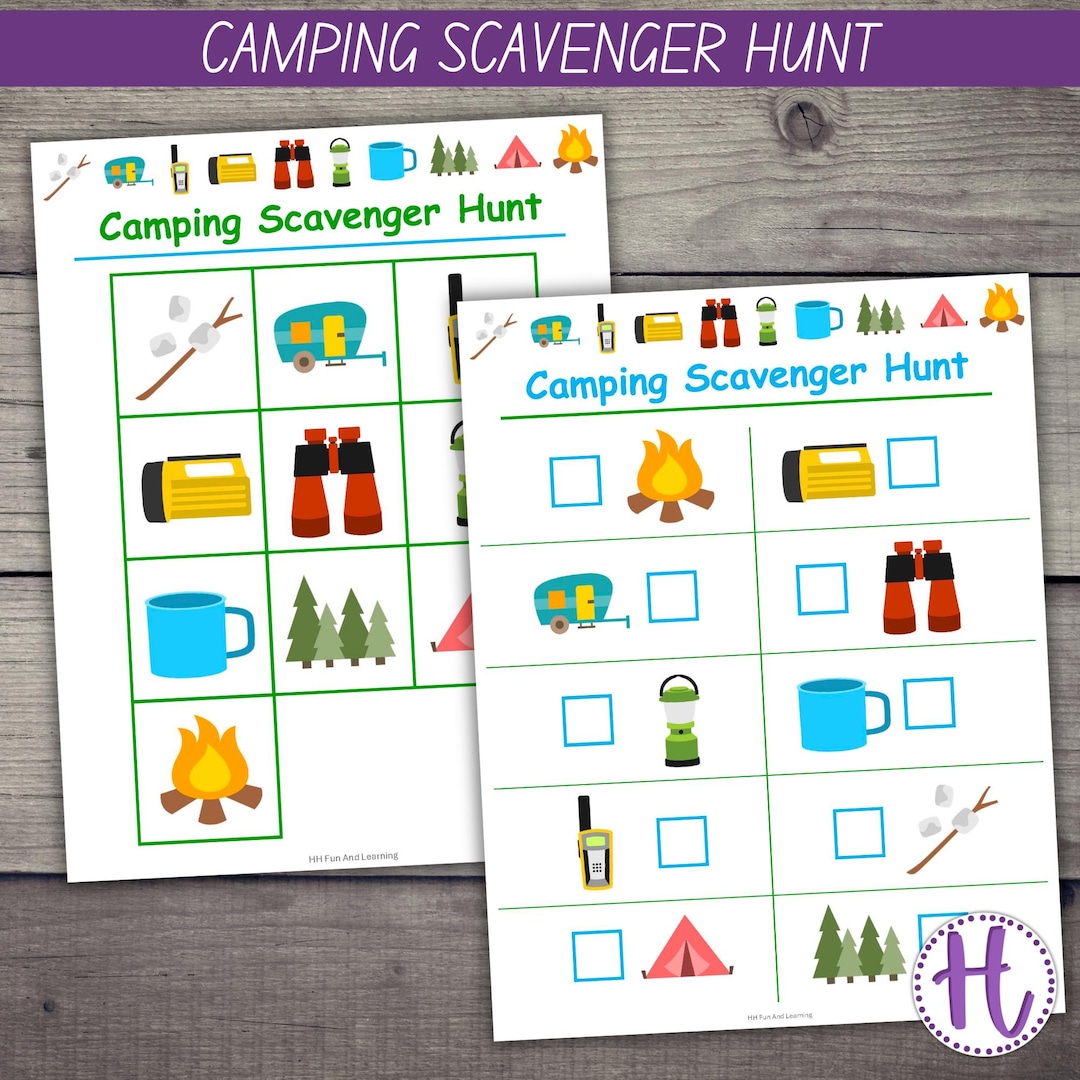Camping Scavenger Hunt: Kids' Printable Outdoor Game (PDF Download) - Etsy