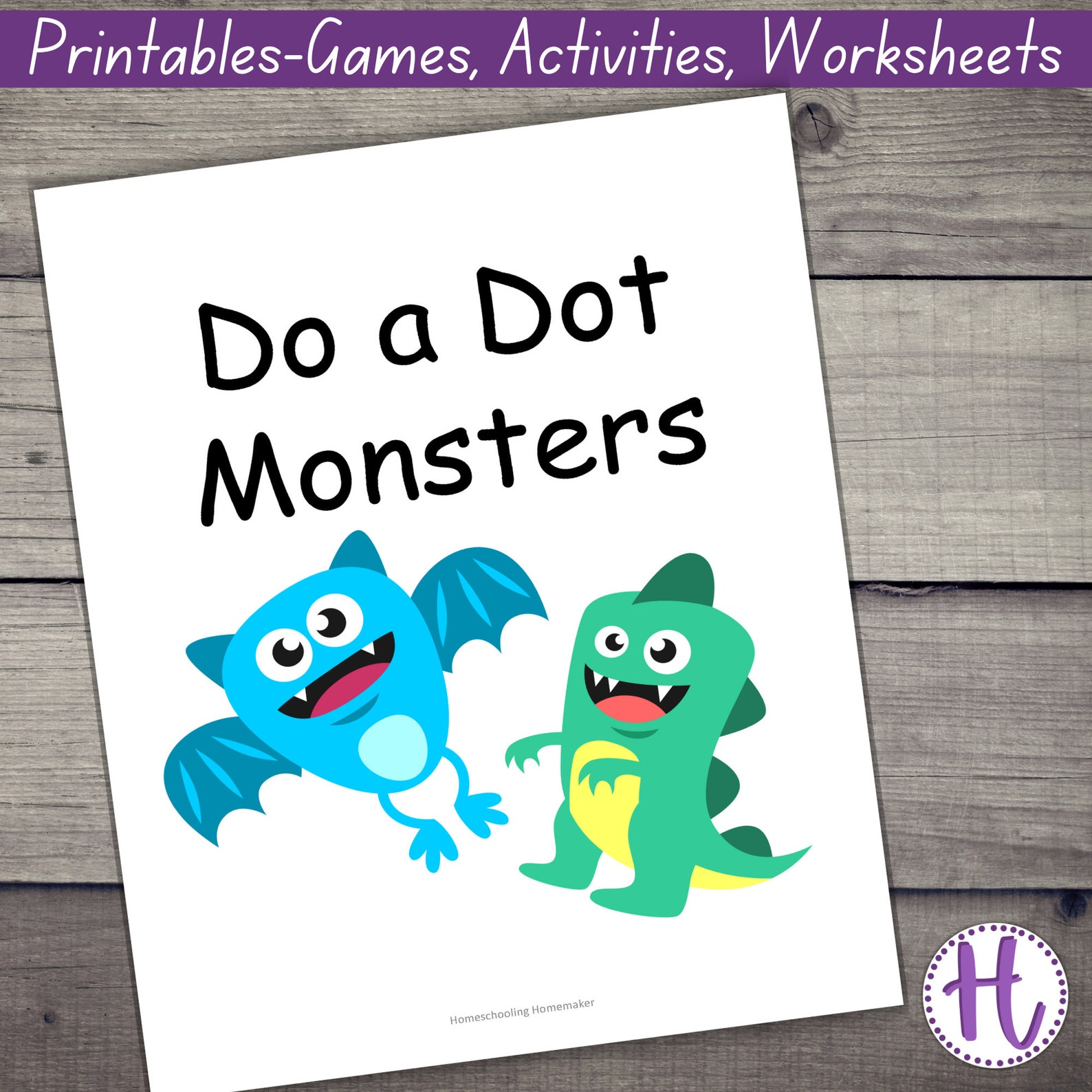 Monster Do A Dot Worksheets for Preschool, Toddler Dot Marker Sheets ...