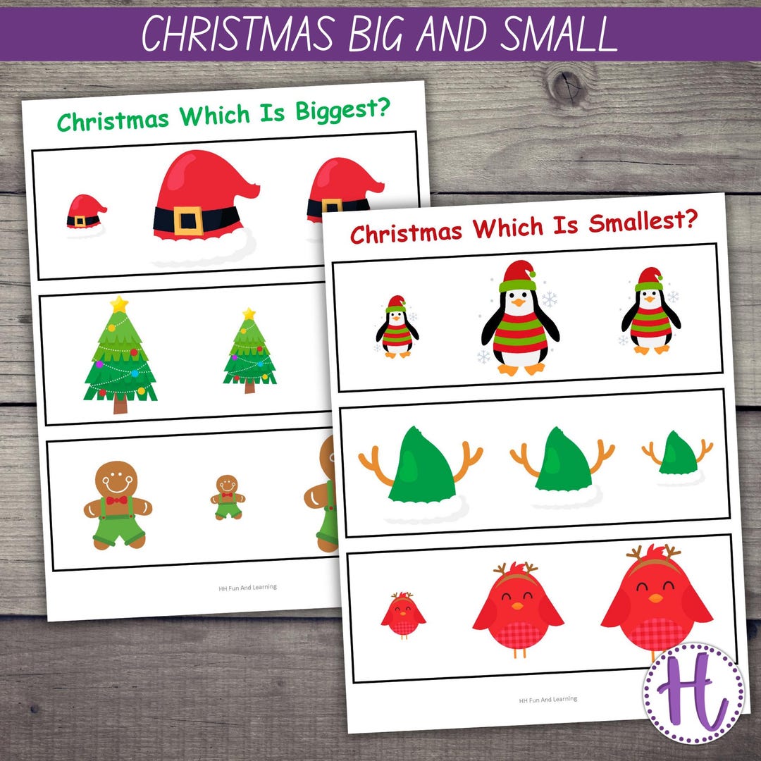 Christmas Size Activity: Preschool Printable Worksheet (PDF) - Etsy