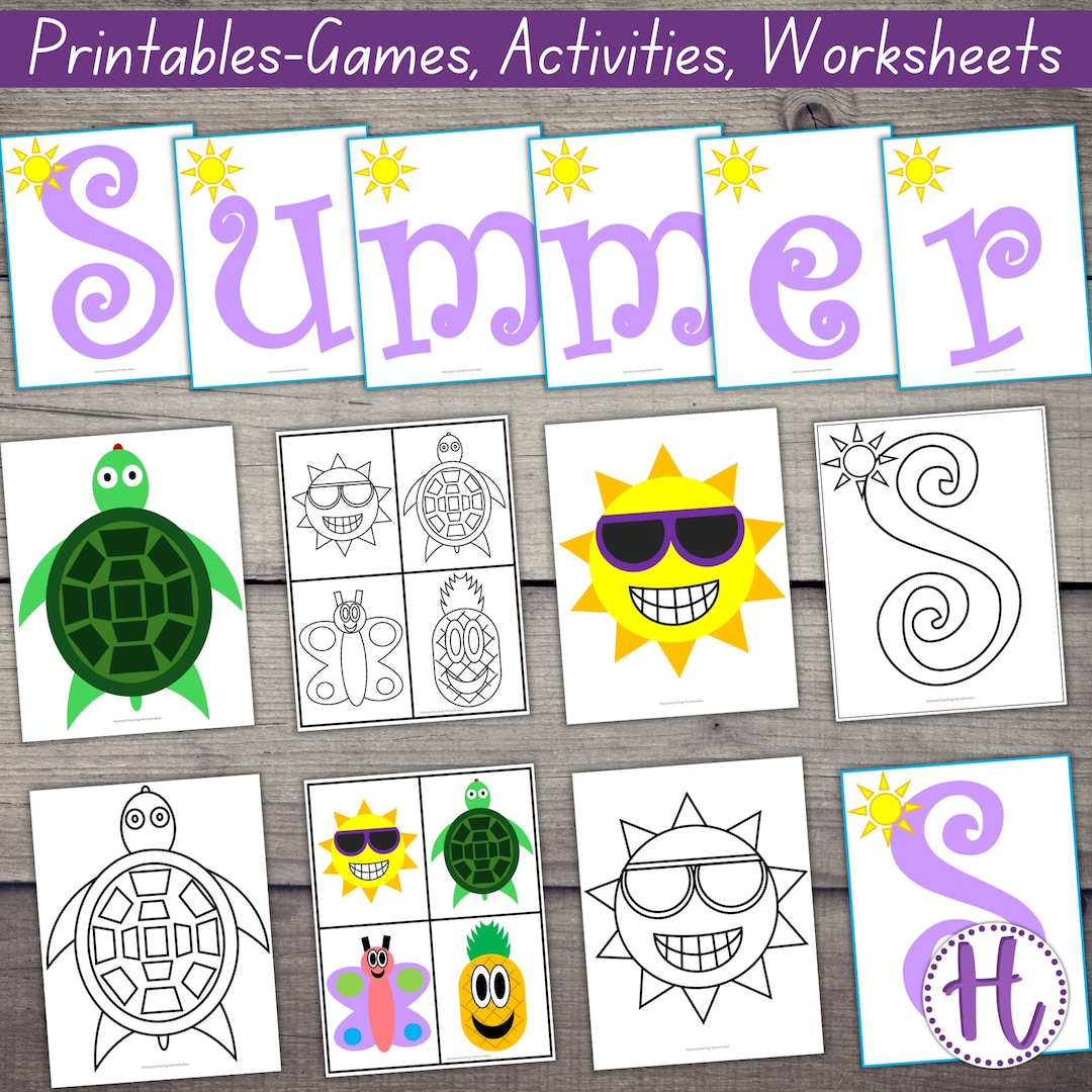 Printable Summer Party Decorations: Banner, Sun, Turtle (PDF) - Etsy