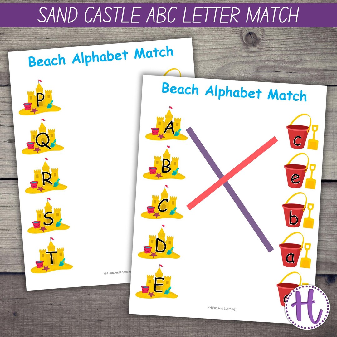 Beach ABC Letter Match Worksheet, Kids Learning (PDF) - Etsy