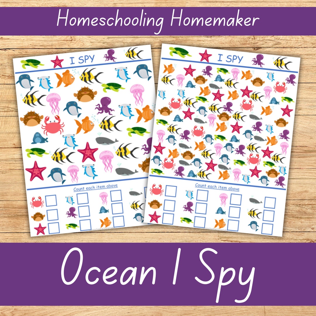 Ocean I Spy With Graphing Worksheets for Kindergarten, Elementary or ...