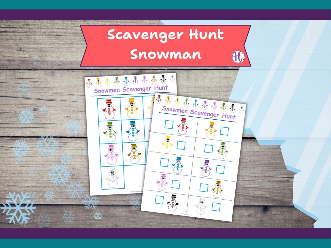 Colorful Snowman Scavenger Hunt Printable Game for Kids (PDF) - Etsy