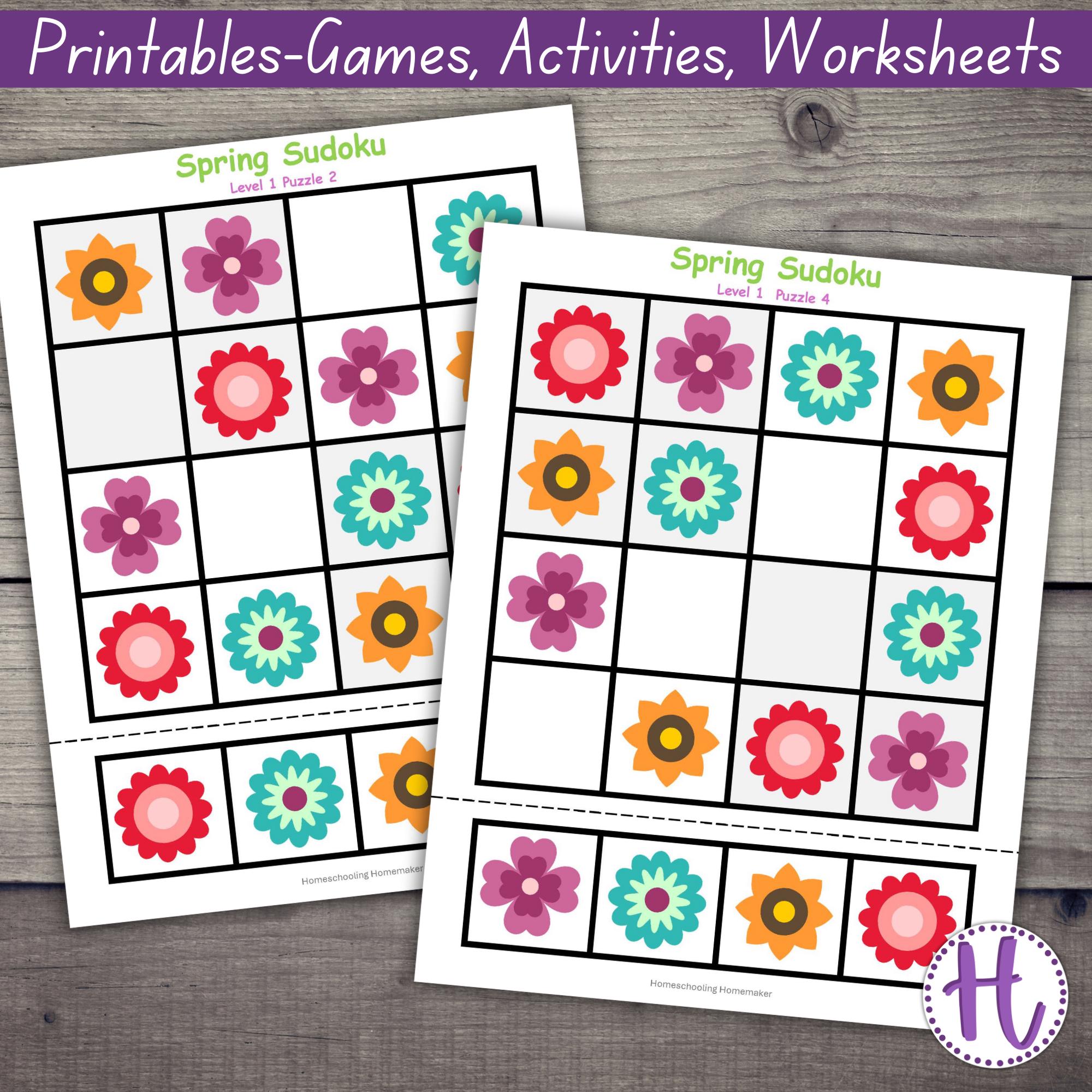 Spring Flower Sudoku Game: Printable Logic Puzzles for Kids (PDF) - Etsy