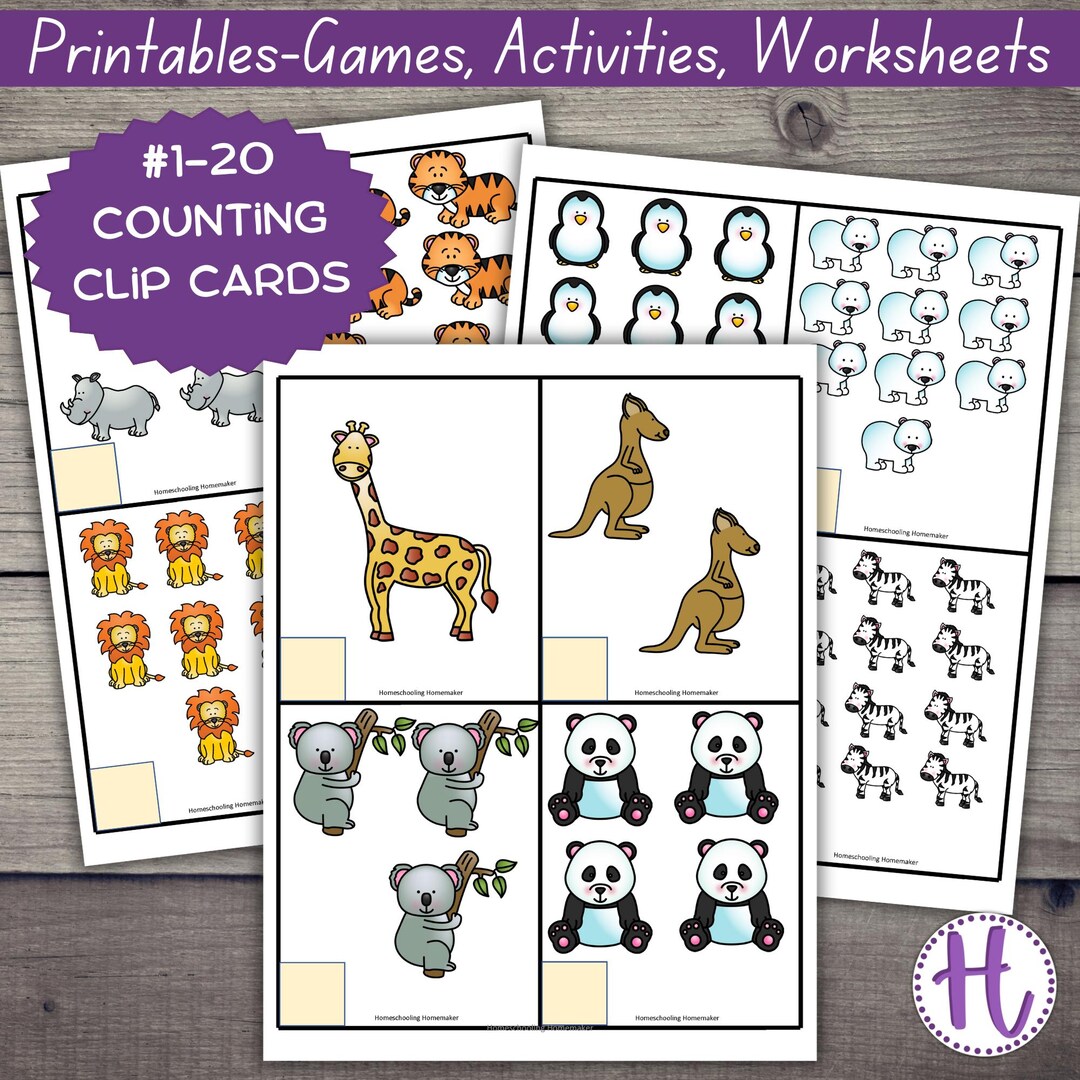 Animal Counting Cards 1-20: Preschool Math Activity (PDF) - Etsy