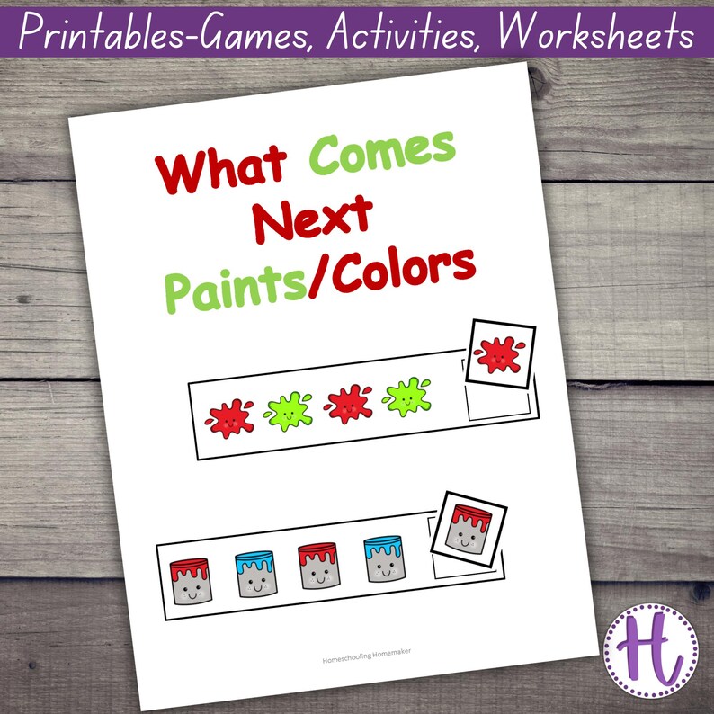 Paint Pattern Sequencing Worksheet: Preschool Cut & Paste Activity (PDF ...
