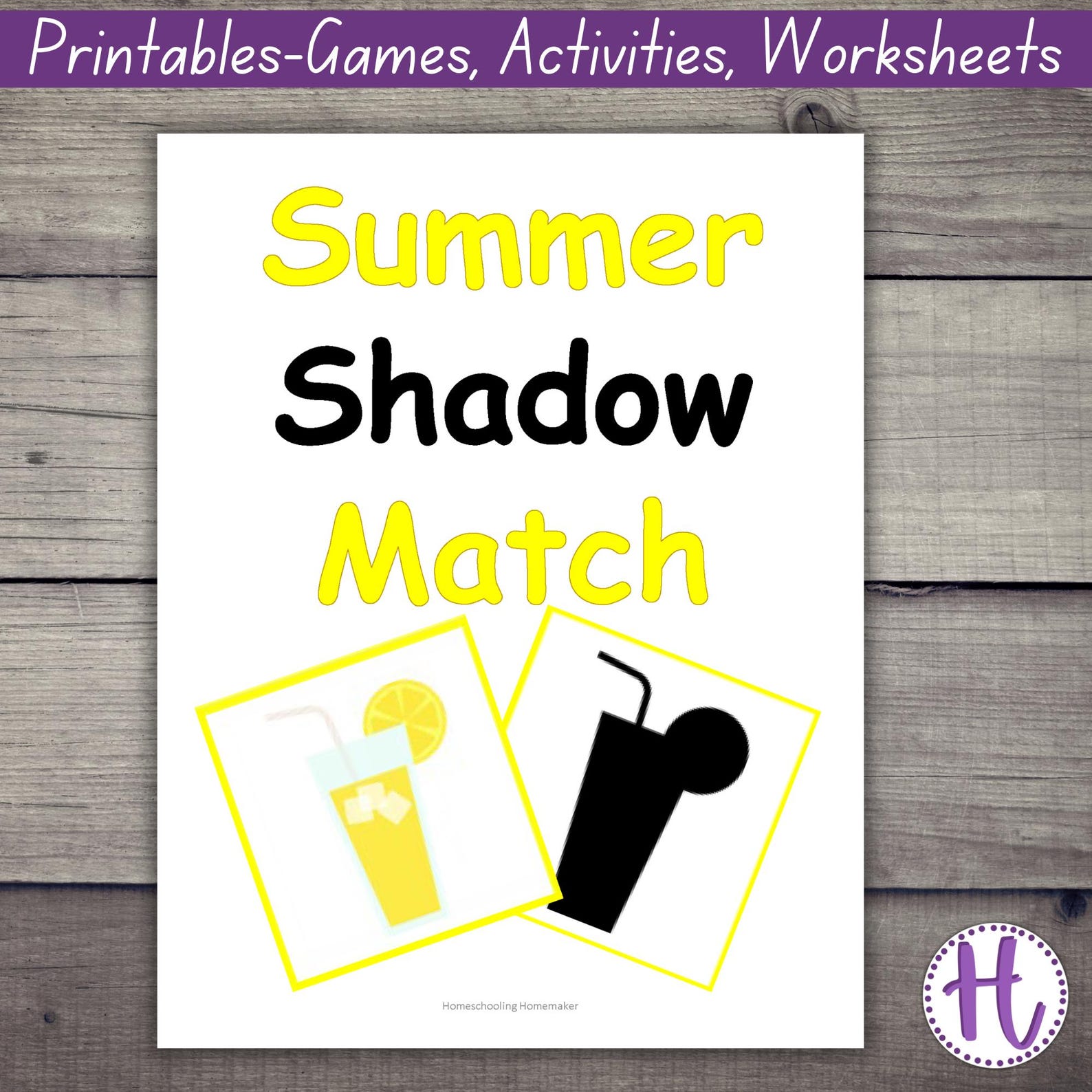 Summer Shadow Matching Game: Preschool Learning Worksheets (digital ...