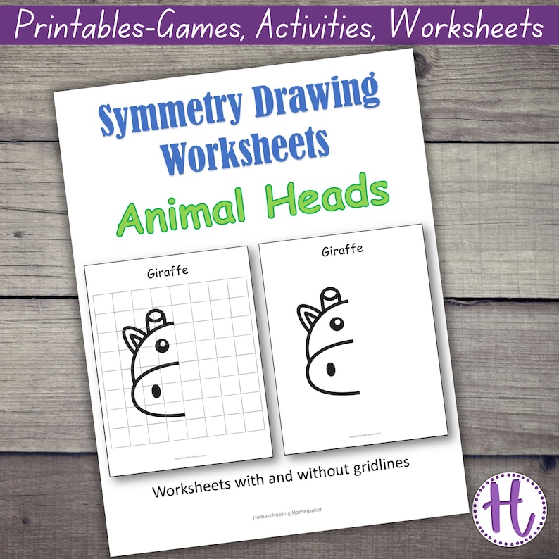 Animal Faces Symmetry Drawing Worksheets: Art & Geometry (PDF Download ...