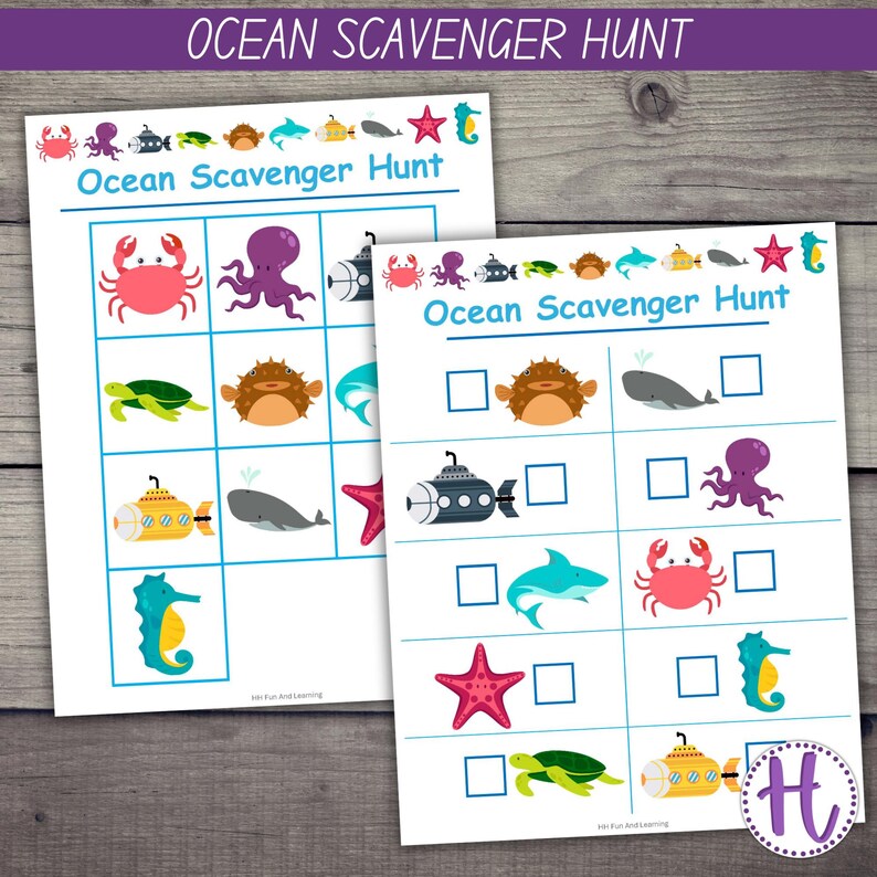 Ocean-themed Scavenger Hunt for Kids, Active Printable Game for ...