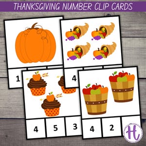 Thanksgiving Number Clip Cards: Fall Counting Activity (PDF) - Etsy