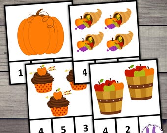 Thanksgiving Number Clip Cards: Fall Counting Activity (PDF) - Etsy