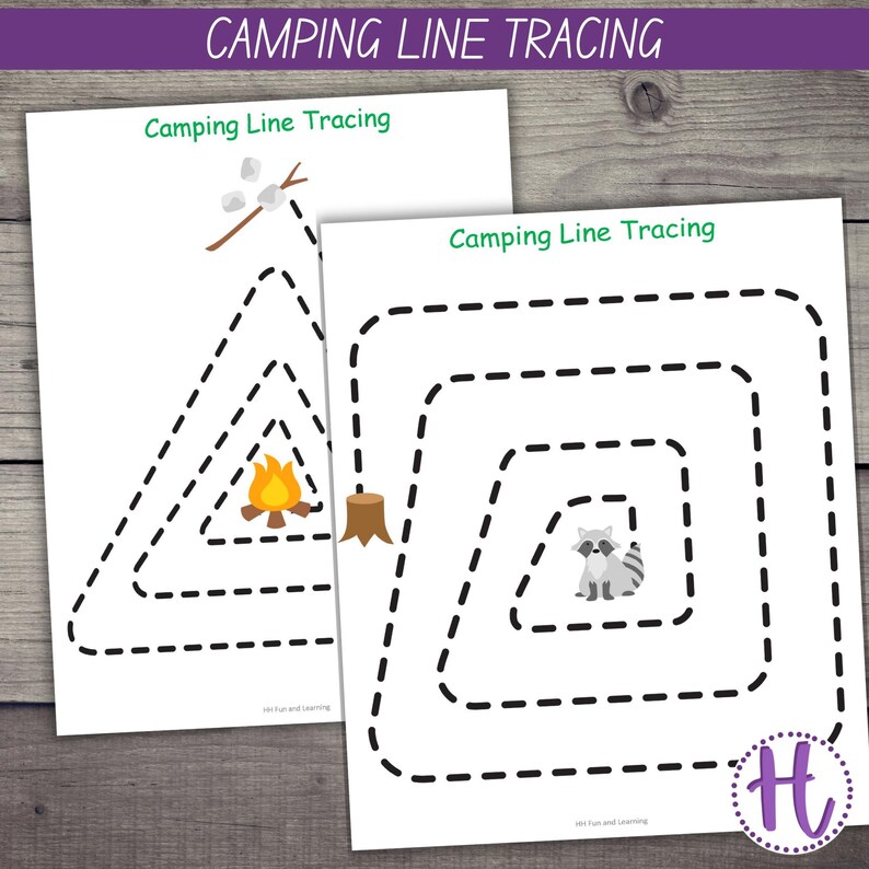 Camping Line Tracing Pack, Printable Handwriting Activity for Kids (PDF ...
