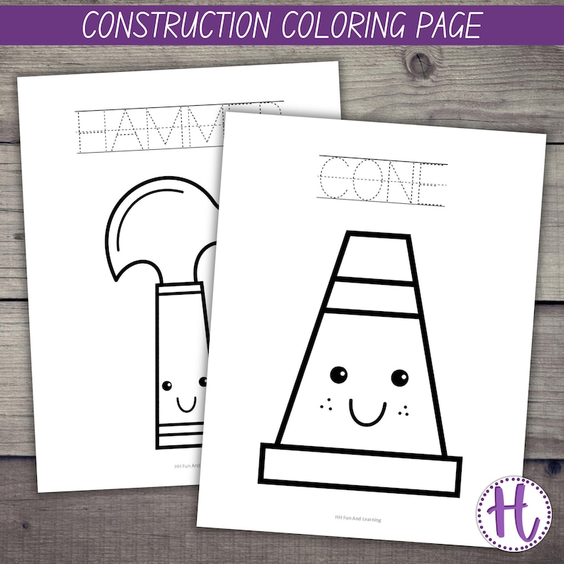 Construction Coloring Pages, Kids Activity Printables (PDF) - Etsy