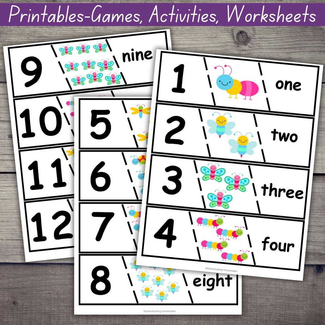 Bug Number Matching Puzzle: Preschool Counting Cards (PDF) - Etsy