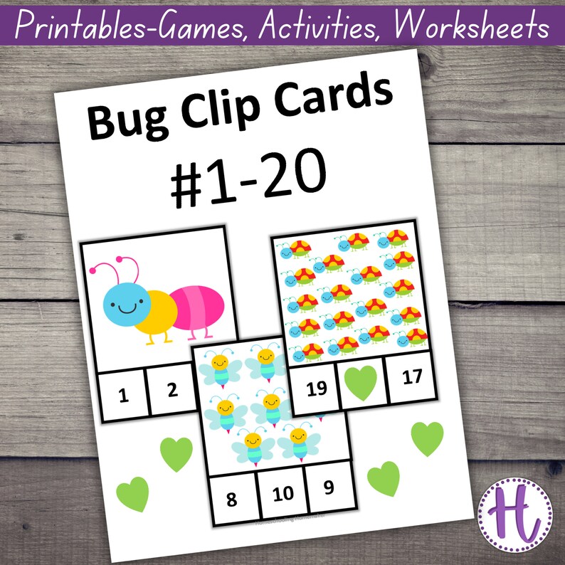 Bug Counting Clip Cards for Kids, Preschool Math Activity, Counting ...