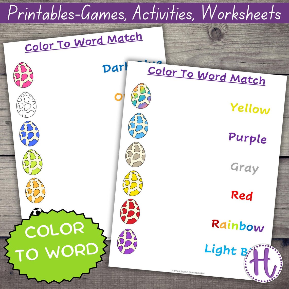 Dino Egg Color Matching Worksheet: Preschool Learning (PDF) - Etsy