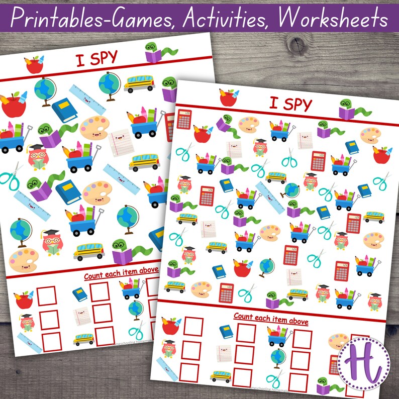 School I Spy for Kids, With Graphing Activity, Homeschool Activities ...