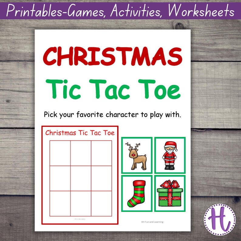 Christmas Tic Tac Toe Game, Kids Printable Game, Strategy Game for ...
