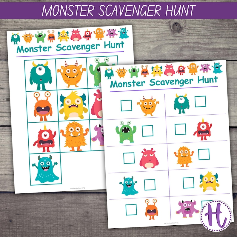 Monster Scavenger Hunt Game: Fun Printable Activity (PDF) - Etsy