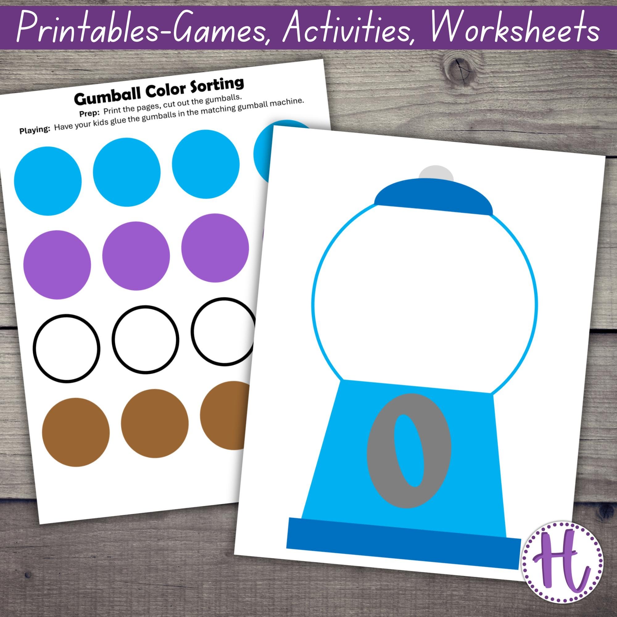 Gumball Color Sorting Activity: Toddler Preschool Learning Game (PDF ...