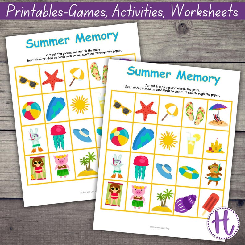 Summer Memory Matching Game: Printable Activity for Kids (PDF) - Etsy