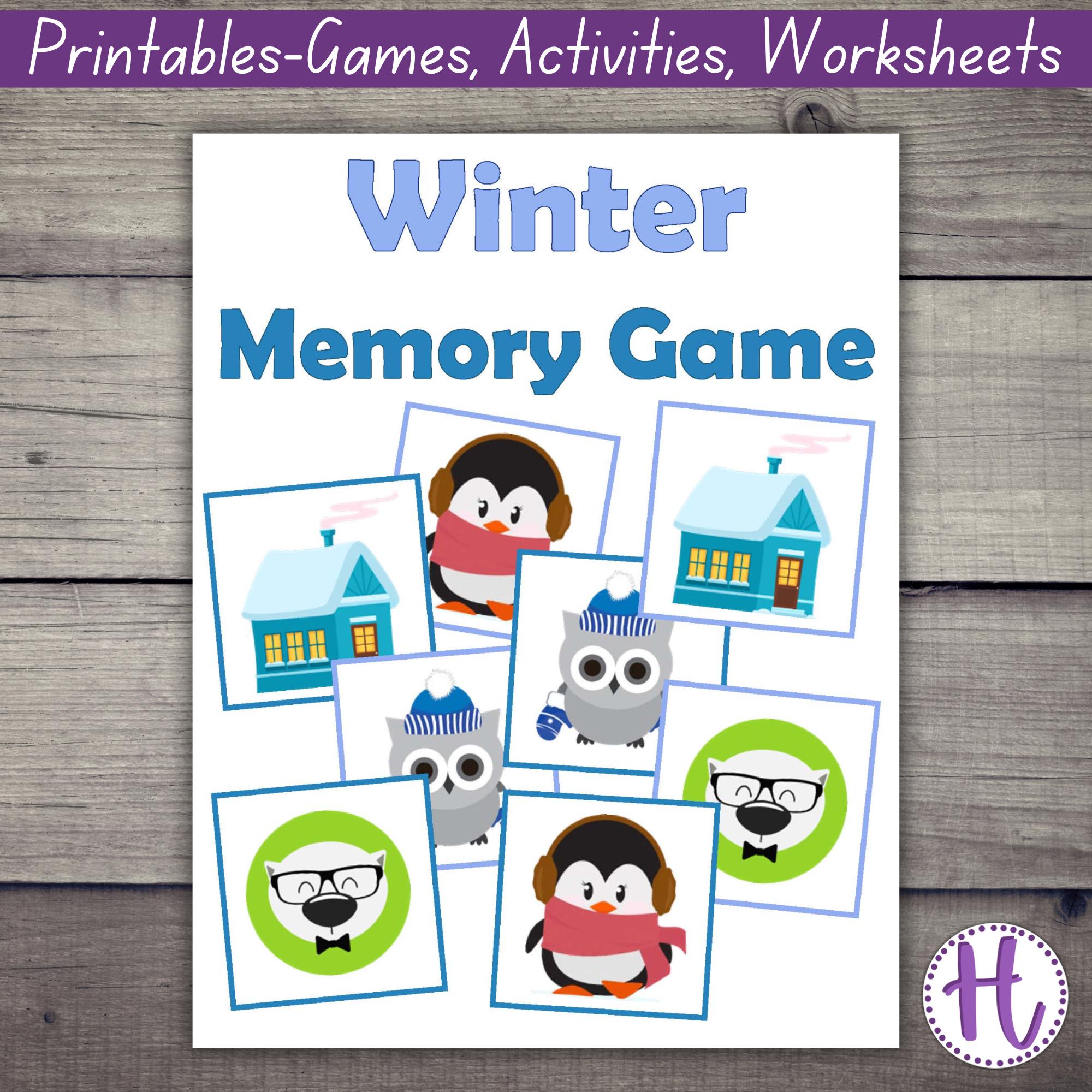 Winter Memory Game for Kids: Printable Matching Cards (PDF) - Etsy