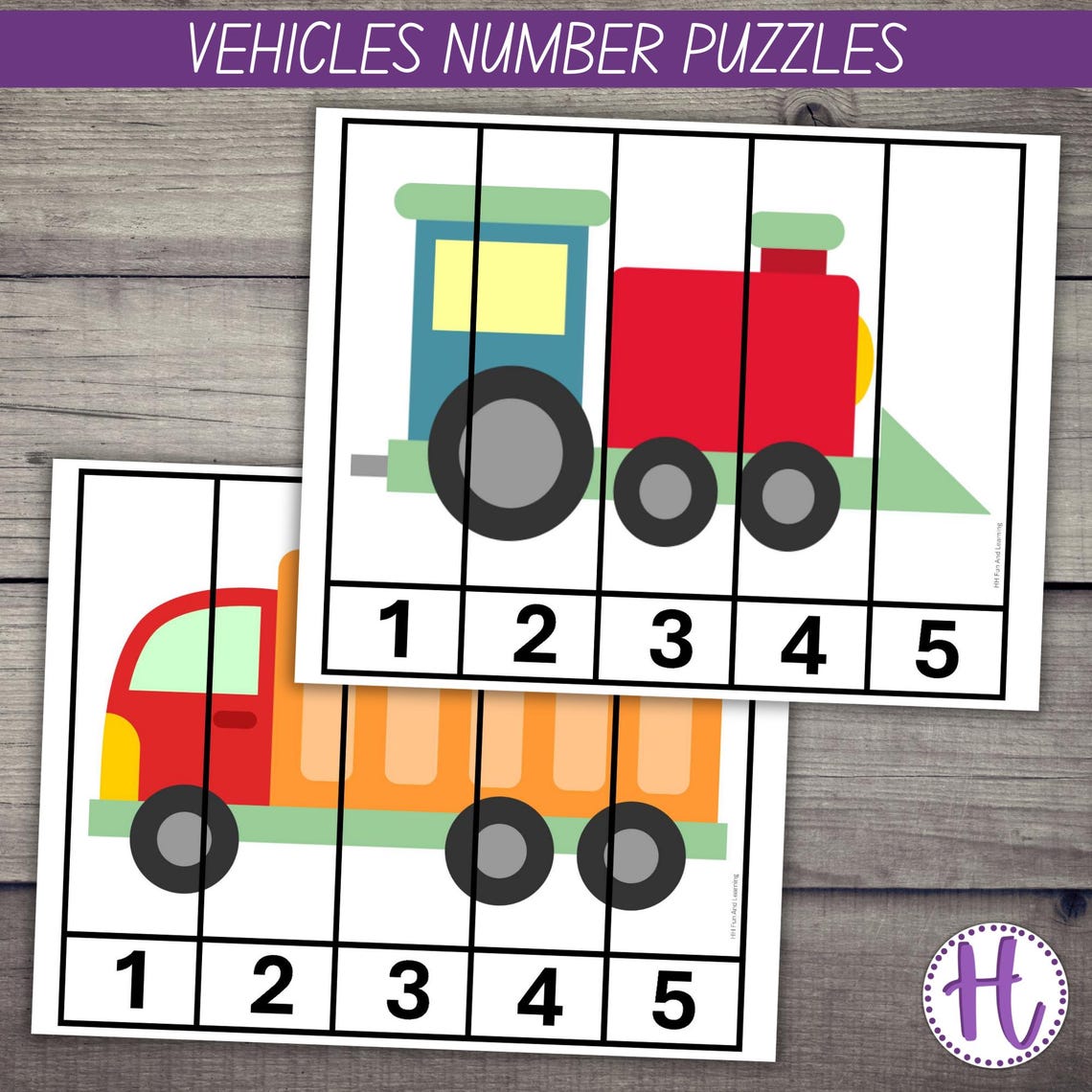 Vehicle Number Puzzles 1-5: Preschool Printable Activity (PDF) - Etsy