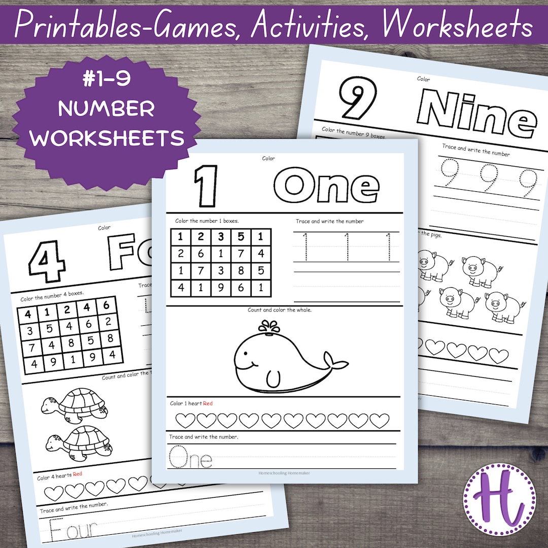 Numbers Worksheets for Kids, Preschool Counting Practice, Number ...
