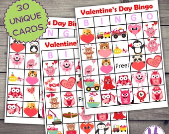 Valentine's Day Bingo Game: 30 Unique Cards (printable) - Etsy