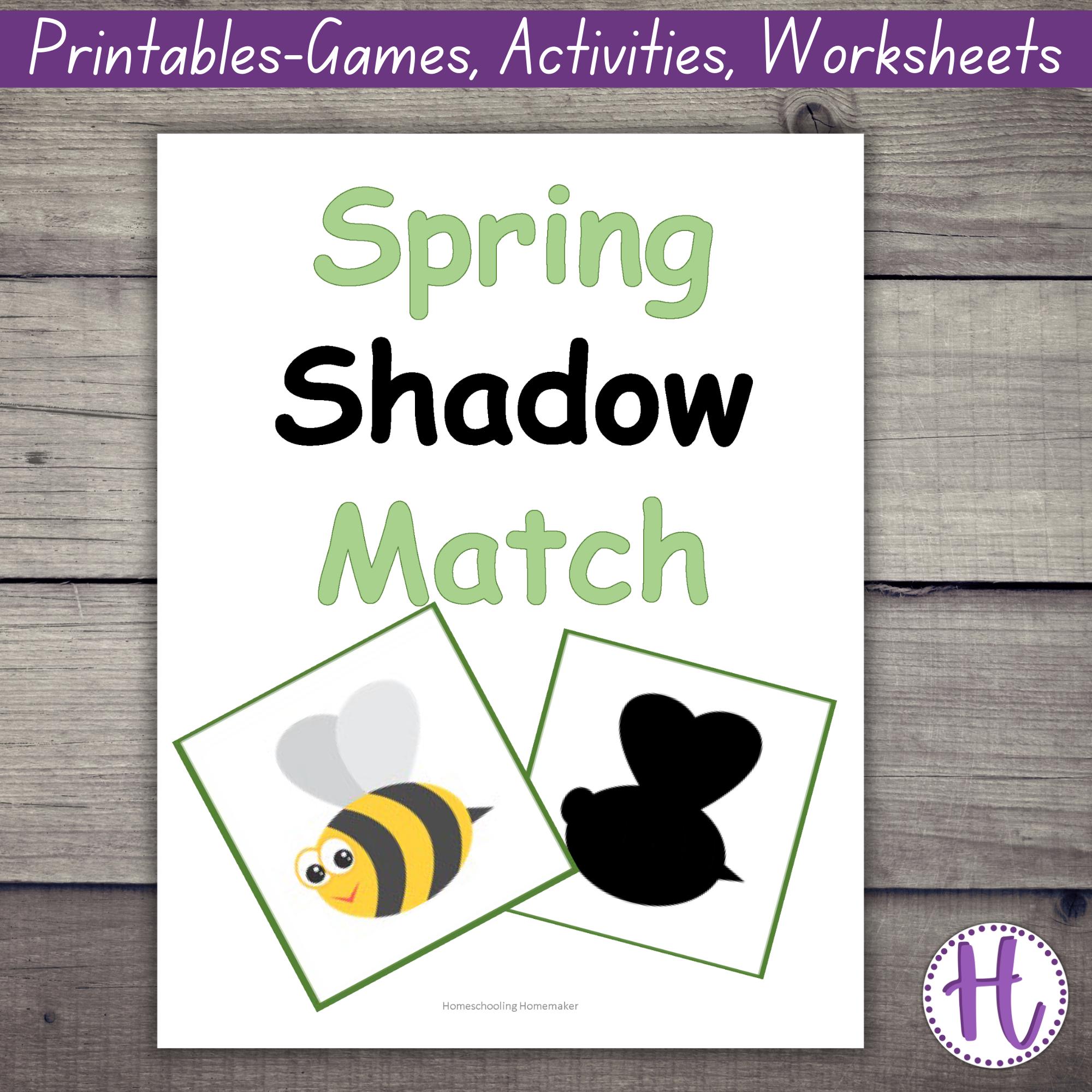 Shadow Match Spring for Kids Preschool, Shadow Matching Activity ...