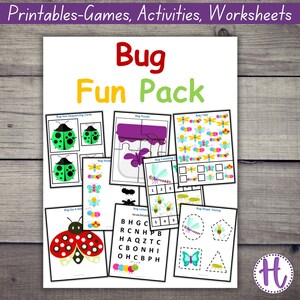 Bug Activity Worksheets for Preschool or Kindergarten, Fun Bug Themed ...