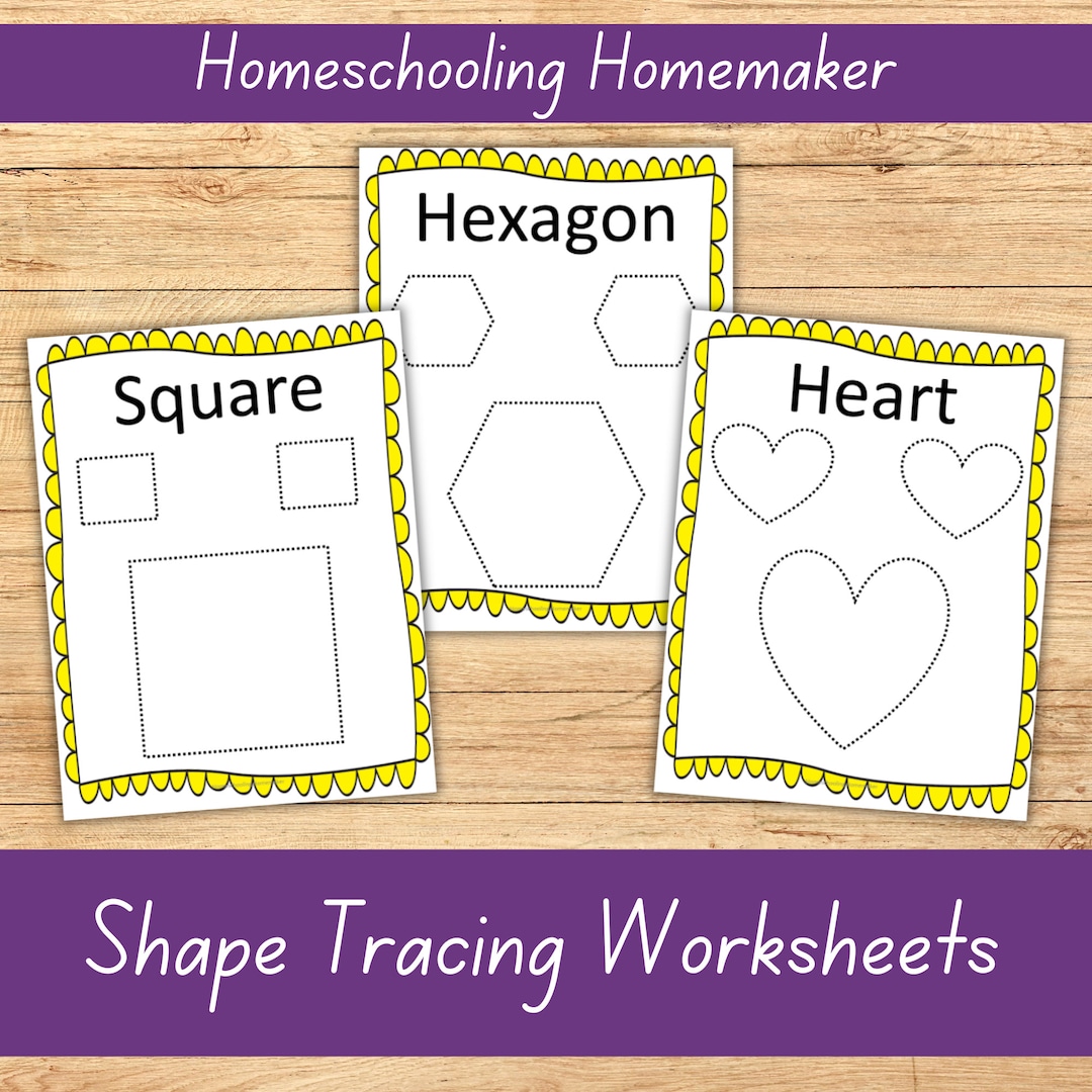 Shape Tracing Worksheets for Preschool Kindergarten Toddler - Etsy