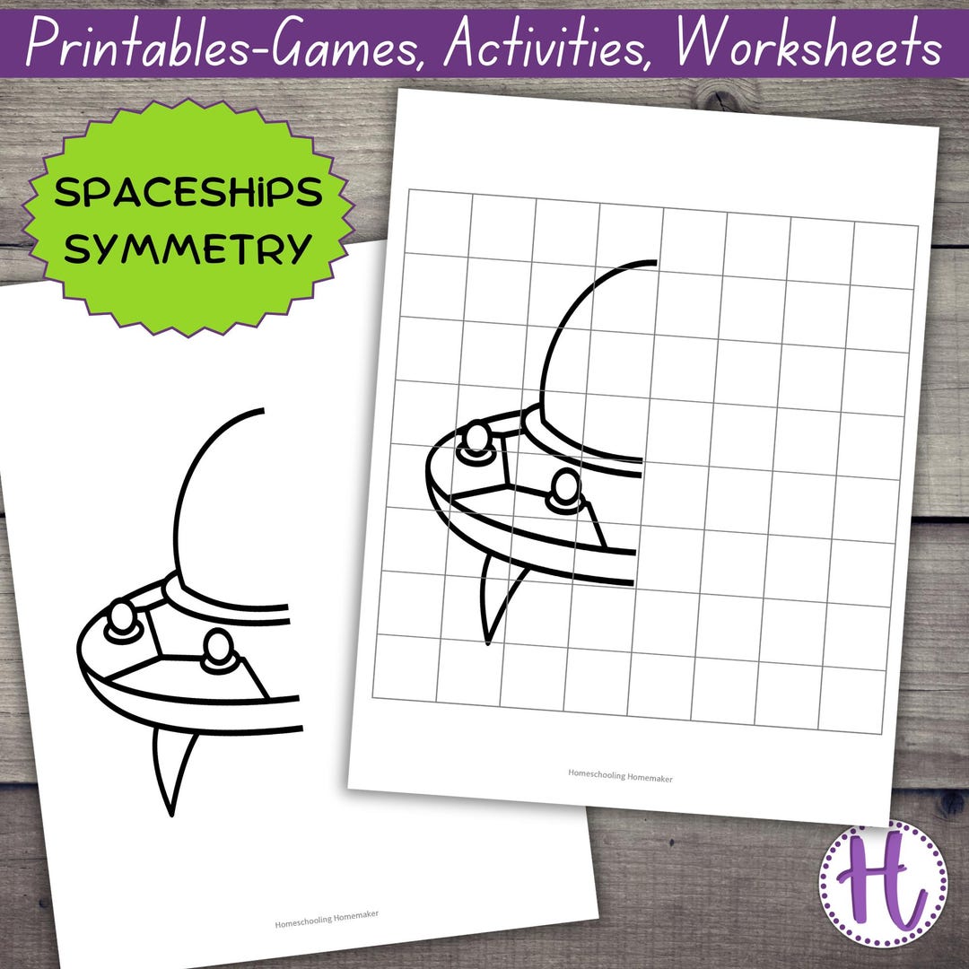 Symmetry Drawing Worksheets-spaceships, Drawing Practice Sheets for ...