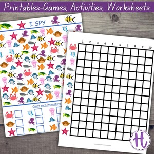 Ocean I Spy With Graphing Worksheets for Kids, Preschool Counting Pages ...