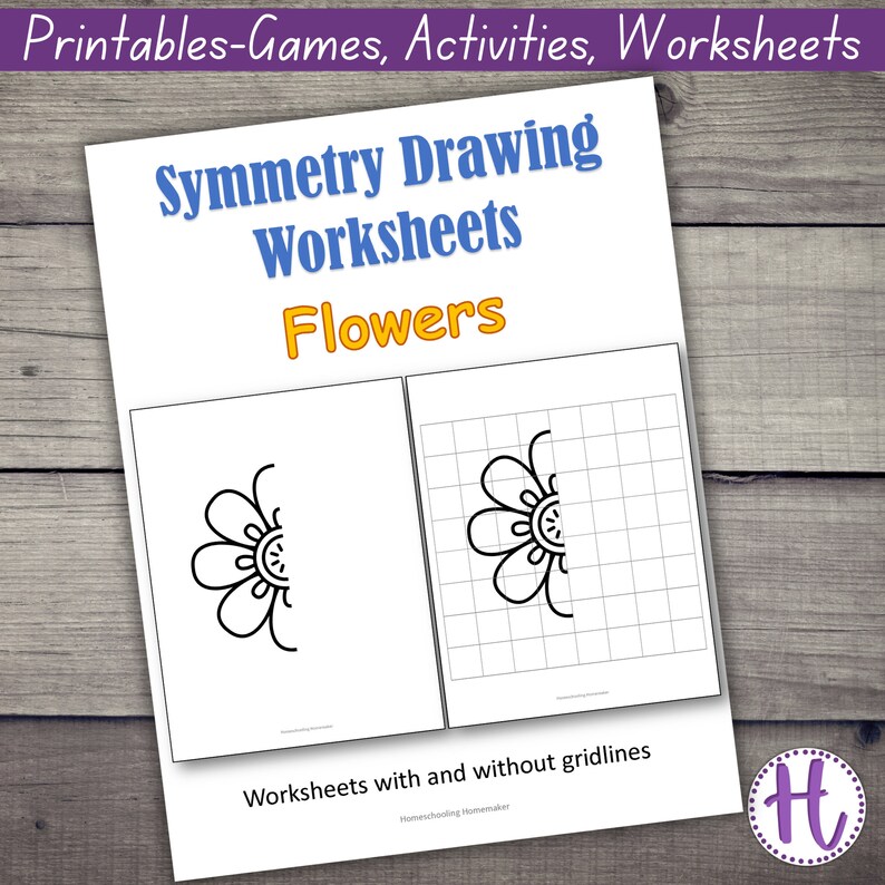 Symmetry Drawing Worksheets-flowers, Symmetrical Drawing for Kids ...