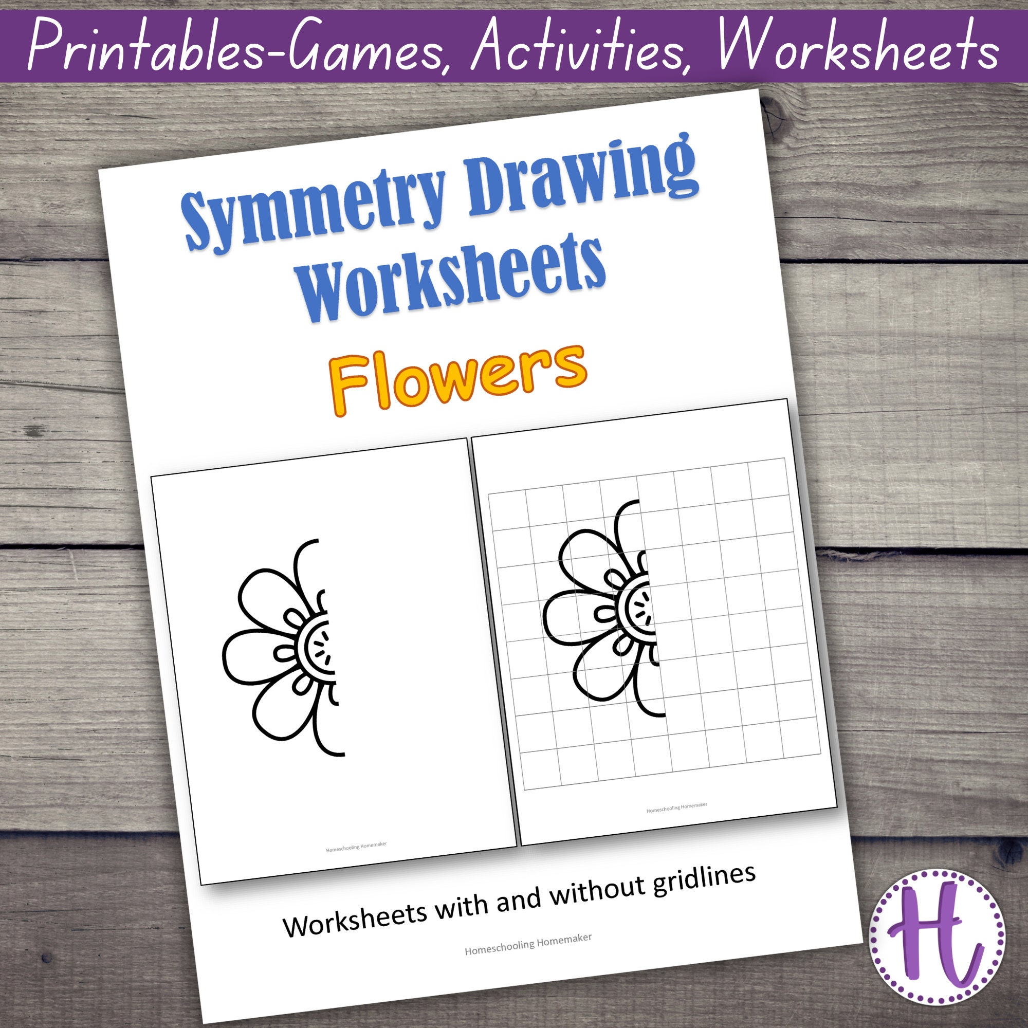 Symmetry Drawing Worksheets-flowers, Symmetrical Drawing for Kids ...