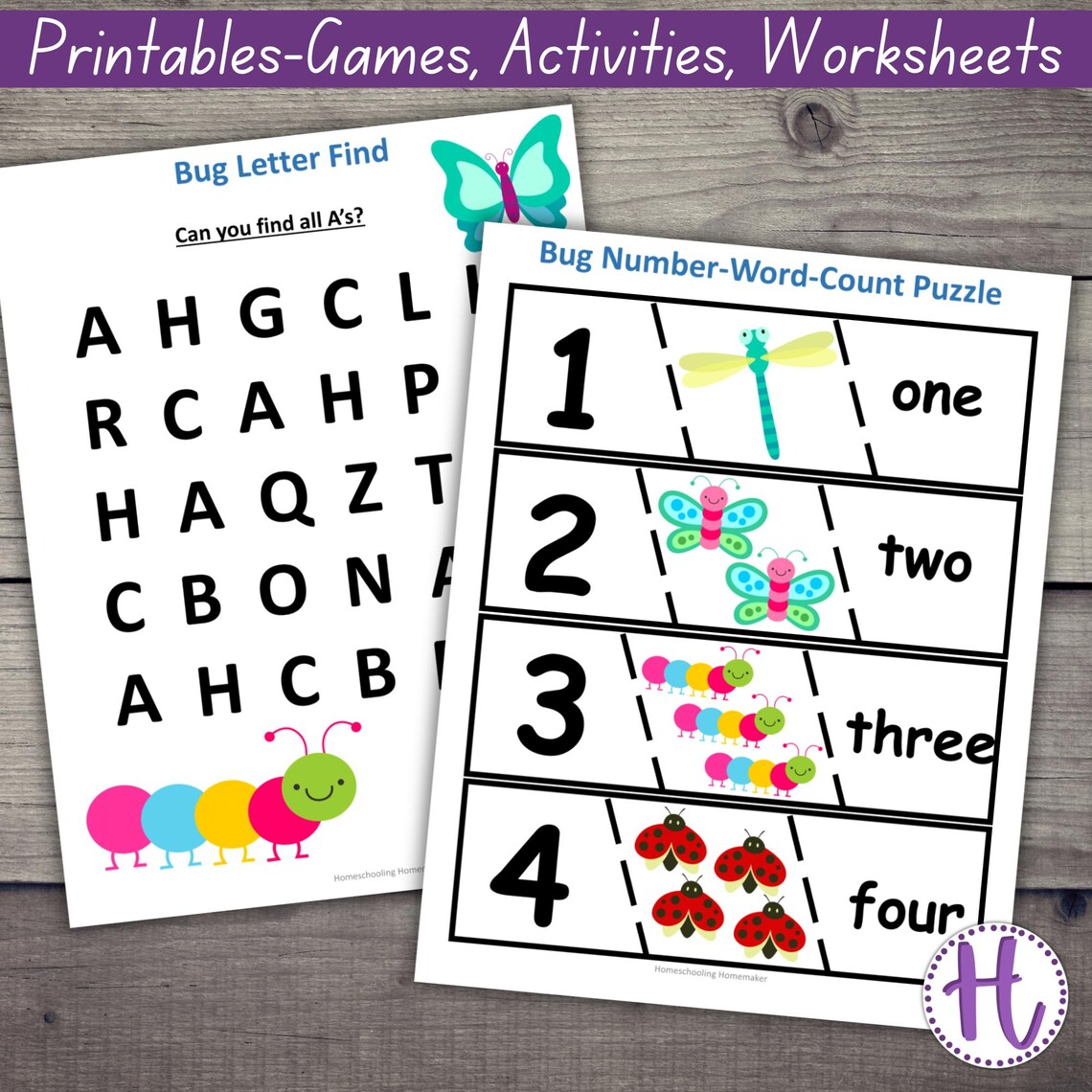 Bug Activity Worksheets for Preschool or Kindergarten, Fun Bug Themed ...