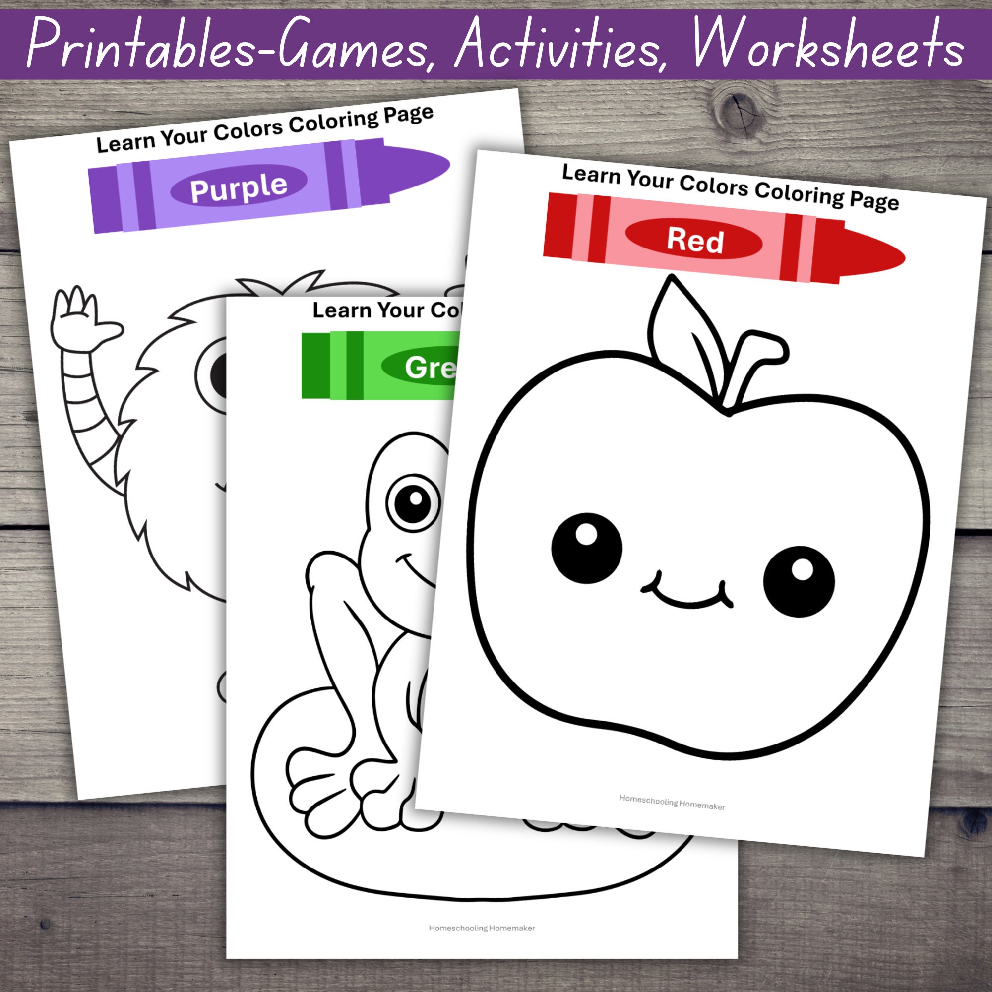 Color Learning Coloring Pages: Toddler & Preschool Worksheets (PDF) - Etsy