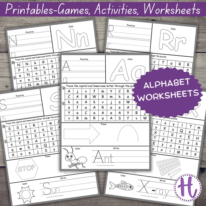 Alphabet Worksheets for Kindergarten, Kids ABC Worksheets, Alphabet ...