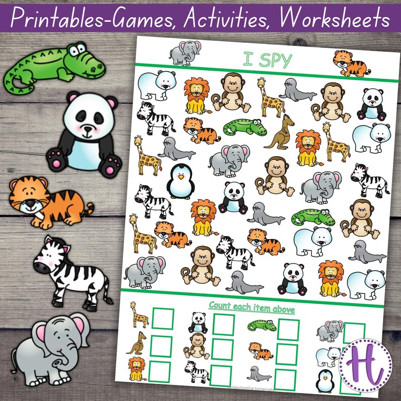 Zoo Animal I Spy With Graphing Activity for Kids, Seek and Find ...