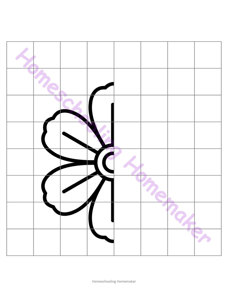 Symmetry Drawing Worksheets-flowers - Etsy
