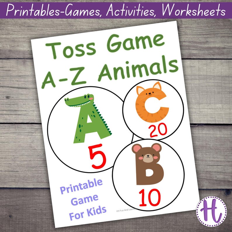 Animal Alphabet Toss Game: Fun Printable Game for Kids (PDF) - Etsy