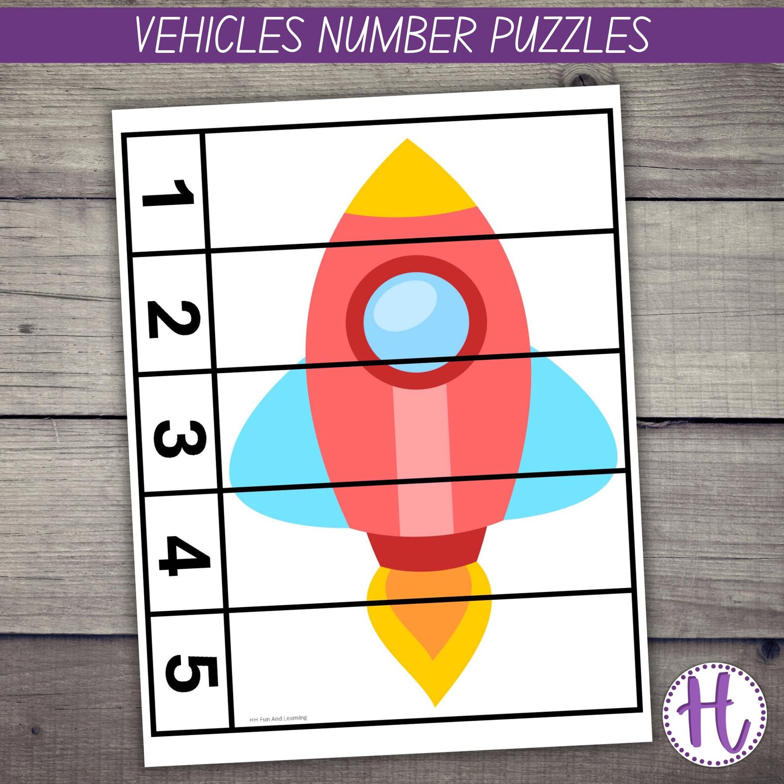 Vehicle Number Puzzles 1-5, Preschool Activity, Printable Puzzles for ...