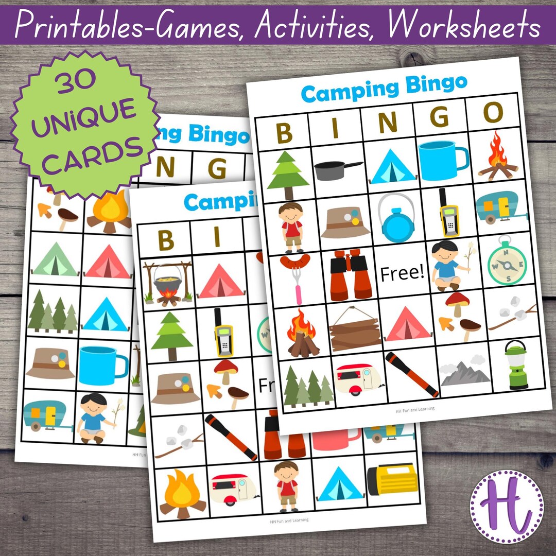 Camping BINGO Game for Kids, Preschool Activity, Kindergarten BINGO ...