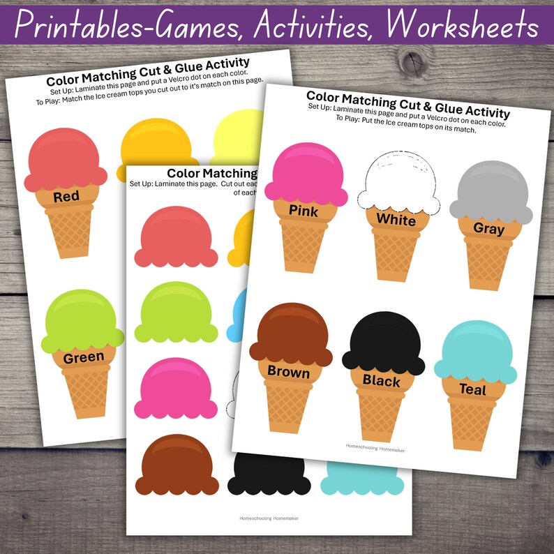 Ice Cream Color Matching for Toddlers, Simple Preschool Color Matching ...