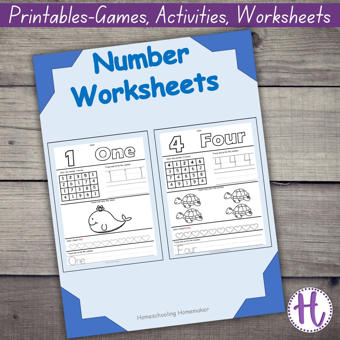 Numbers Worksheets for Kids, Preschool Counting Practice, Number ...