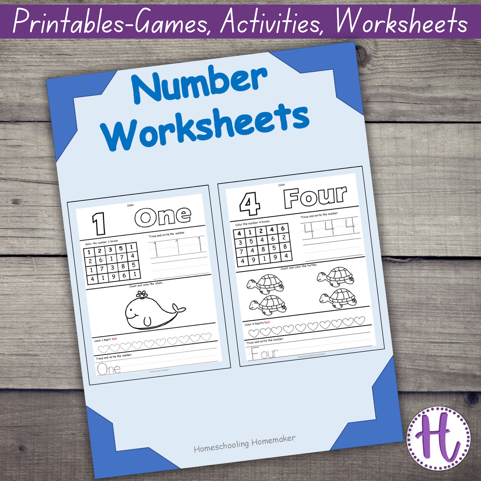 Numbers Worksheets for Kids, Preschool Counting Practice, Number ...