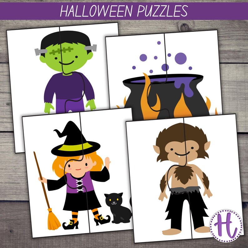 Halloween Printable Puzzles: Spooky Preschool Activity (PDF) - Etsy